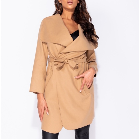 Fem Fatale | Jackets & Coats | Camel Waterfall Coat | Poshmark